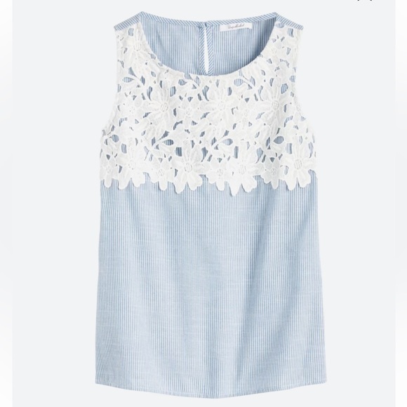 unpublished | Tops | Cottagecore Light Blue Pin Stripe With Lace ...